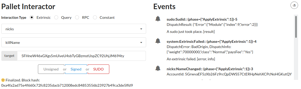 Interact with the Nicks Pallet · Substrate开发者中心